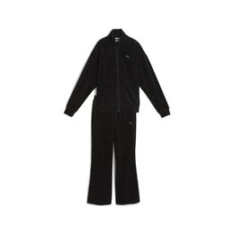 Puma Damen Jogginganzug "Velour Rib Relaxed Trainingsanzug Damen", schwarz, Gr. S, Obermaterial: 68% Baumwolle, 32% Polyester, Sportanz&uuml;ge