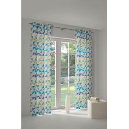 Vorhang WIRTH, B:132cm H:245cm, blau, Jacquard, Baumwolle, Polyester, Wohnzimmer, Gardinen, "Berlare"