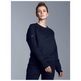 TRIGEMA Damen Sweatshirt "TRIGEMA Sweatshirt aus Biobaumwolle", blau, Basic, Gr. L, 75% Baumwolle (Biobaumwolle kbA), 25% Baumwolle (recycelt),