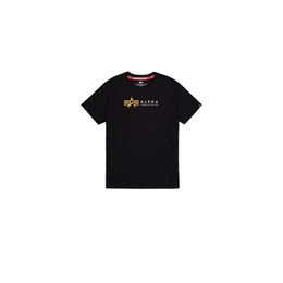 Herren T-Shirt "Alpha Label T-Shirt", schwarz, Gr. L, Alpha Industries, Obermaterial: 100% Baumwolle, Shirts