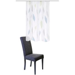 Vorhang Home Wohnideen, B:140cm H:225cm, blau, Voile, Polyester, Wohnzimmer, Gardinen, "PAOLO", Kr&auml;uselbandschal PAOLO bedruckt