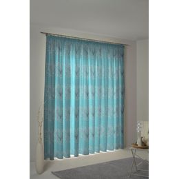 Vorhang WIRTH, B:132cm H:245cm, blau, Jacquard, Baumwolle, Polyester, Wohnzimmer, Gardinen, "Stuben"