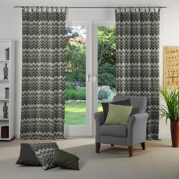 Vorhang WIRTH, B:132cm H:145cm, gr&uuml;n, Jacquard, Baumwolle, Polyester, Wohnzimmer, Gardinen, "Benewitz"