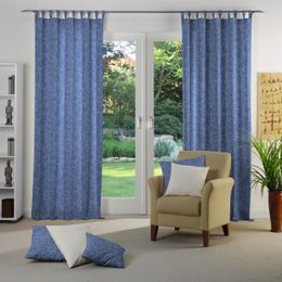 Vorhang WIRTH, B:270cm H:245cm, blau, Chenille, Polyacryl, Polyester, Wohnzimmer, Gardinen, "Toco-Ranke"