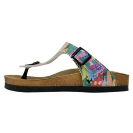 DOGO Damen Zehentrenner "Lila Zehentrenner No More Drama Damen Sandalen", Gr. 36, bunt, Lederimitat, Schuhe, Handgefertigt