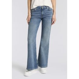 BOSS Orange Damen Bootcut-Jeans "SOFT BOOTCUT LR Premium Damenmode", blau, Gr. 30, unifarben, Denim/Jeans, Obermaterial: 84% Baumwolle, 14% Hanf, 2%