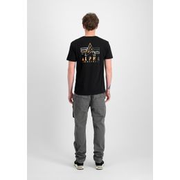 Herren T-Shirt "Camo Logo Puff Print Backprint T-Shirt", schwarz, Gr. XXXL, Alpha Industries, Obermaterial: 100% Baumwolle, Shirts