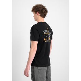 Herren T-Shirt "Camo Logo Puff Print Backprint T-Shirt", schwarz, Gr. XXXL, Alpha Industries, Obermaterial: 100% Baumwolle, Shirts