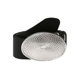 Damen Koppelg&uuml;rtel, schwarz, Gr. 90, RETTUNGSRING G&Uuml;RTEL, unifarben, B&uuml;ffelleder, G&uuml;rtel, mit gl&auml;nzender G&uuml;rtelschnalle