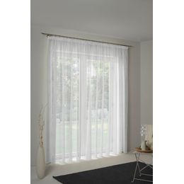 Vorhang WIRTH, B:750cm H:145cm, wei&szlig;, Chenille, Polyester, Wohnzimmer, Gardinen, "Theresa", Store