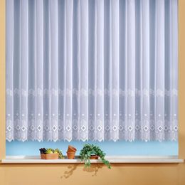 Weckbrodt-Gardinen Gardine WECKBRODT, B:750cm H:120cm, wei&szlig;, Voile, Polyester, Wohnzimmer, Gardinen, "Santos", echte Stickerei, Voile, halbtransparent, Bord&uuml;re, Kante,