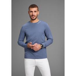DELMAO Herren Rundhalsshirt, blau, Gr. L, bedruckt, Single Jersey, Obermaterial: 100% Baumwolle, Shirts, schmal geschnitten, mit Print, aus 100%