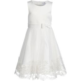 happy girls M&auml;dchen Taufkleid, beige, festlich, Gr. 104, Web, Obermaterial: 100% Polyester, Kleider, mit besticktem T&uuml;ll mit Pailletten