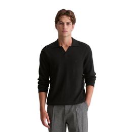 Marc O'Polo MARC O'POLO Herren Strickpullover "aus softem Bio-Bauwoll-Schurwoll-Mix", schwarz, Gr. M, unifarben, Obermaterial: 54% Baumwolle, 29% Schurwolle, 17%