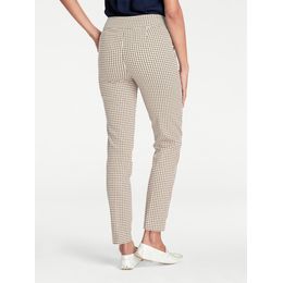 Damen R&ouml;hrenhose, wei&szlig;, Gr. 18, Linea Tesini BY HEINE, gemustert, mehrfarbig, 71% Baumwolle, 26% Polyester, 3% Elasthan, Hosen