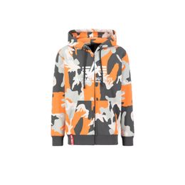 Herren Hoodie "Basic Zip Hoodie BL Camo PP", orange, Gr. S, Alpha Industries, Obermaterial: 80% Baumwolle, 20% Polyester, Sweatshirts
