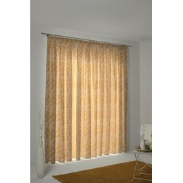 Vorhang Adam, B:145cm H:175cm, gelb, Jacquard, Baumwolle (Bio-Baumwolle), Wohnzimmer, Gardinen, "Flower Cuv&eacute;e", aus 100% Bio-Baumwolle