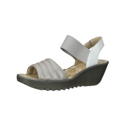 Fly London Damen Riemchensandale "Fly London Sandalen Leder", Gr. 36, silber, Leder, Schuhe