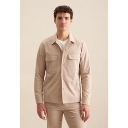 Seidensticker Herren Langarmhemd "Regular", beige, Gr. L, unifarben, 97% Baumwolle, 3% Elasthan, Hemden, 1/1 Kragen Uni