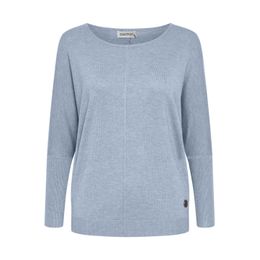 oxmo Damen Strickfleece-Pullover "Strickpullover OXHerdis", blau, Gr. S, Obermaterial: 80% Viskose CV. 20% Nylon NY., Pullover