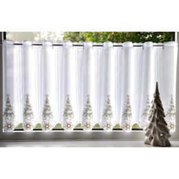 Scheibengardine, B:95cm H:30cm, bunt, Stickereien Plauen, Voile, Polyester, K&uuml;che, Gardinen, "Tannenbaum"