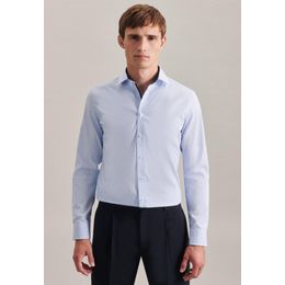 Seidensticker Herren Businesshemd "Schwarze Rose", blau, Gr. 41, gestreift, 100% Baumwolle, Hemden, Slim 1/1 Kentkragen Gestreift