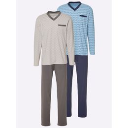 w&auml;schepur W&Auml;SCHEPUR Herren Schlafanzug, Gr. 60, blau, 100% Baumwolle, Homewear-Sets