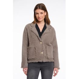 Rino & Pelle RINO & PELLE Damen Boucl&egrave;jacke "SENA", grau, Gr. M, unifarben, Boucl&eacute;, Obermaterial: 68% Polyamid, 24% Viskose, 8% Polyester, Jacken, mit Revers