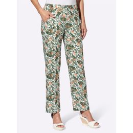 Classic Basics Damen Schlupfhose, gr&uuml;n, Gr. 48, Paisley, gebl&uuml;mt, gemustert, mehrfarbig, 100% Viskose, Hosen