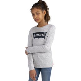 LEVI'S KIDS M&auml;dchen Langarmshirt "LS BATWING TEE", grau, Gr. 2, bedruckt, Jersey, Obermaterial: 60% Baumwolle, 40% Polyester, Shirts, mit Logo Print
