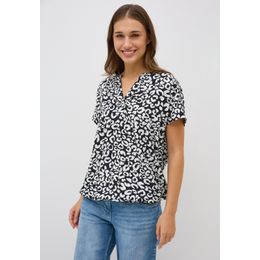 Cecil Damen Kurzarmbluse, blau, Gr. M, bedruckt, Stoff, 100% Viskose, Blusen, Feel Good Fit