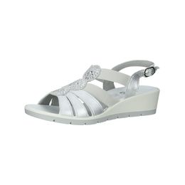 IMac Damen Keilsandalette "IMac Sandalen Leder", Gr. 38, silber, Leder, Schuhe