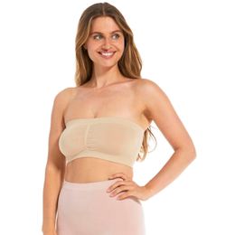 Damen B&uuml;gelloser BH "Comfort Bandeau", MAGIC BODYFASHION, Gr. S, braun, Obermaterial: 90% Polyamid, 10% Elasthan, BHs, mit herausnehmbaren Pads