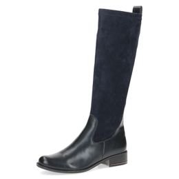 Caprice Damen Stiefel, Gr. 41, blau, Leder, Textil, Schuhe, Blockabsatz, Langschaftstiefel, Businessstiefel, bequeme Weite
