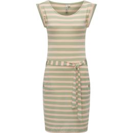 Ragwear Damen Sommerkleid "Tagg Stripes", grün, Gr. L, Material: 50% Viskose, 50% Polyester, Kleider, gestreiftes Damen Minikleid mit Taillenband und