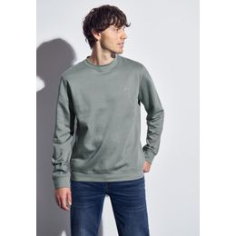 Street One MEN Herren Sweatshirt, silber, Gr. XL, unifarben, Sweatware, 70% Baumwolle, 30% Polyester, Sweatshirts, mit Rundhalsausschnitt