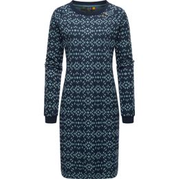 Ragwear Damen Sweatkleid "Dassa Aztec", blau, Basic, Gr. S, 70% Baumwolle, 30% Polyester, Kleider, stylisches Langarmkleid für den Winter