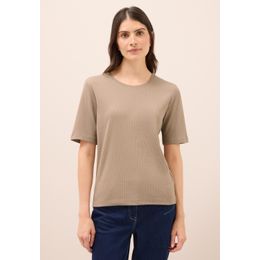 Cecil Damen T-Shirt, beige, Basic, Gr. L, unifarben, Web, 95% Baumwolle, 5% Elasthan, Shirts, aus Baumwolle mit Stretchante