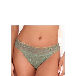 Lascana Damen String "Tiziana", Gr. 32, gr&uuml;n, Microtouch, Obermaterial: 84% Polyamid, 16% Elasthan, Unterhosen, mit anteilig recycelter Spitze