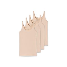 Schiesser Damen Unterhemd "T-Shirt 4er Pack", Gr. M, beige, Obermaterial: 95% Baumwolle CO. 5% Elasthan EL., Unterhemden