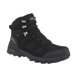 Jack Wolfskin Herren Wanderschuh "TRAIL HIKER TEXAPORE MID M", Gr. 42,5, schwarz, Leder, Textil, Schuhe, wasserdicht, Trekkingschuh