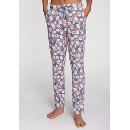 Damen Pyjamahose, VIVANCE DREAMS BY LASCANA, Gr. 32, blau, Single Jersey, Obermaterial: 50% Baumwolle, 50% Viskose, gebl&uuml;mt, Hosen, mit Sch&ouml;nem