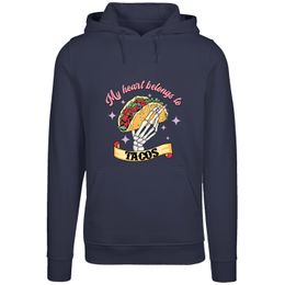 F4NT4STIC Damen Kapuzenpullover "Anti Valentinstag My Herz belongs to tacos", blau, Gr. XXL, Obermaterial: 65% Baumwolle, 35% Polyester, Pullover,