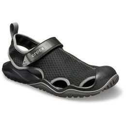 Crocs Herren Sandale "Swiftwater Mesh Deck Sandal", Gr. 41, schwarz, Croslite , Mesh, Schuhe, Badesandale, Sommerschuh mit Klettverschluss