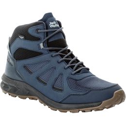 Jack Wolfskin Herren Wanderschuh "WOODLAND 2 TEXAPORE MID M", Gr. 44, blau, Synthetik, Textil, Schuhe, wasserdicht, Trekkingschuh