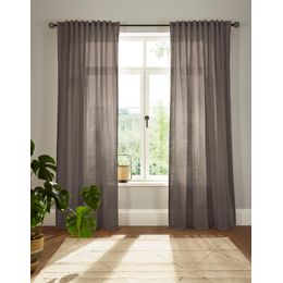 Vorhang Andas, B:142cm H:180cm, braun, Jacquard, Baumwolle, Polyester, Wohnzimmer, Gardinen, "Elby 2", basic, transparent, monochrom, bis 295 cm L&auml;nge