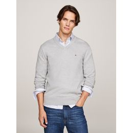 Tommy Hilfiger Herren V-Ausschnitt-Pullover "PIMA ORG CTN CASHMERE V NECK", grau, Gr. XXXL, Obermaterial: 92% Baumwolle, 8% Kaschmir, Pullover