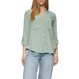 QS Damen Hemdbluse, gr&uuml;n, Gr. 34, unifarben, Obermaterial: 100% Viskose, Blusen, mit Turn-Up &Auml;rmeln