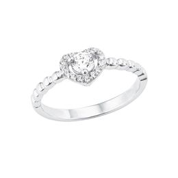 Amor Damen Silberring "Herz", 19, Silber 925 (Sterlingsilber), silber, Silber 925 (Sterlingsilber), Fingerringe, mit Zirkonia (synth.)