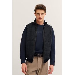 Bugatti Herren Sweatweste "Regular Fit", blau, Gr. XXXL, unifarben, 100% Baumwolle, Westen, mit Stehkragen und aus reine Baumwolle